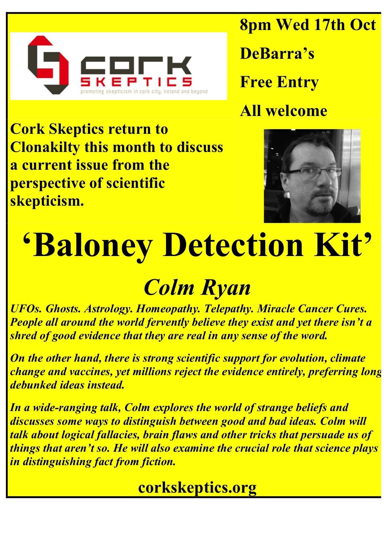 The Baloney Detection Kit returns to DeBarras | Cork Skeptics